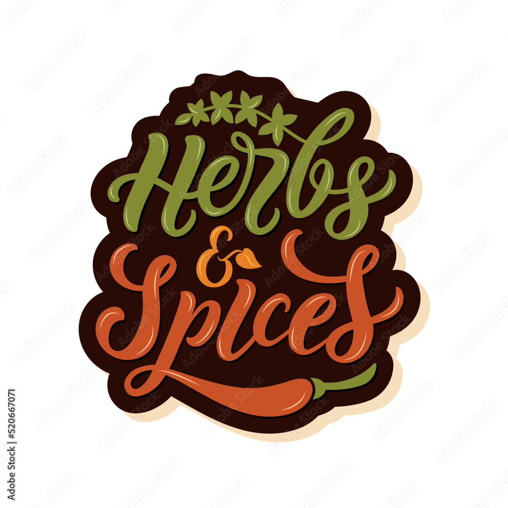 Herbs and spices handwritten text. Modern brush ink calligraphy, hand ...