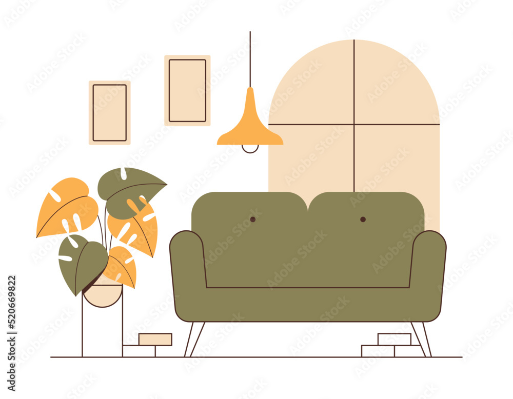 Home interior design of a minimalist living room. Flat vector ...