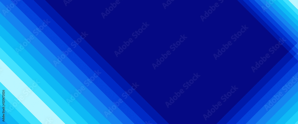 Blue banner template design of cool abstract geometric stripes in ...