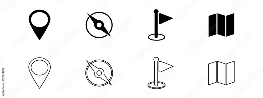 Map pointers icon set. Location pin collection. Pointer GPS location ...