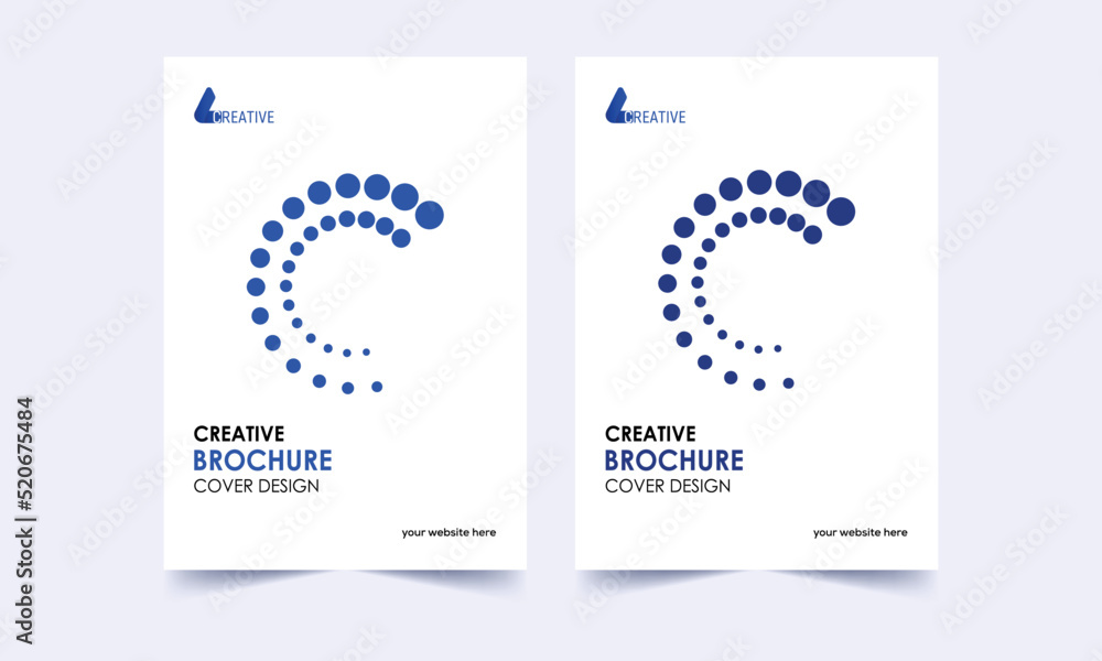 Halftone circle dots blue brochure cover template, halftone dots ...