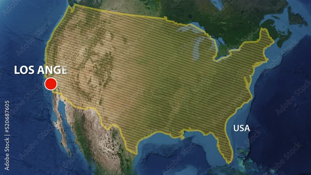 Designation of the borders the United States of America on the map and ...