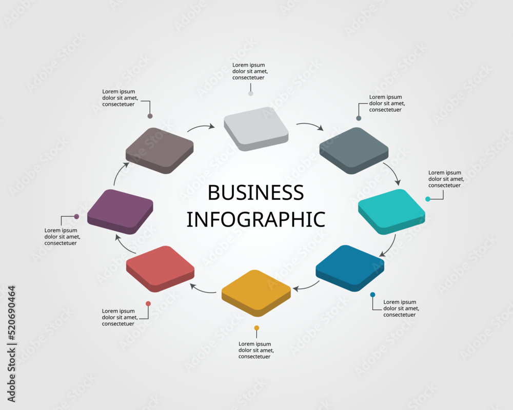 step chart template for infographic for presentation for 8 element ...