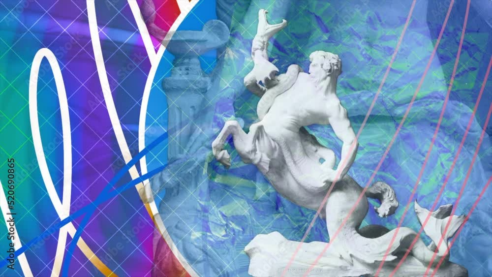 Animation with Greek sculpture. Motion. Animation insert with stylish ...