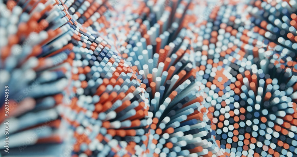 Trendy colorful 3d render hypnotic seamless loop of tubes flowing ...