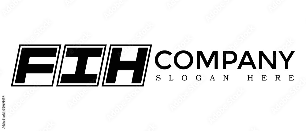 FIH three Letter Rounded rectangle boxes shape element symbol digital ...