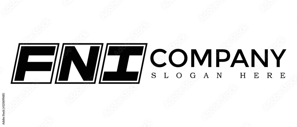 FNI three Letter Rounded rectangle boxes shape element symbol digital ...