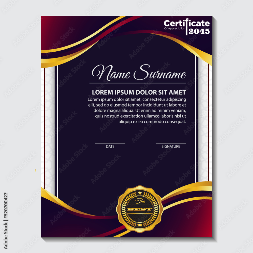 Modern Design Certificate layout concept. Simple elegant and luxurious ...