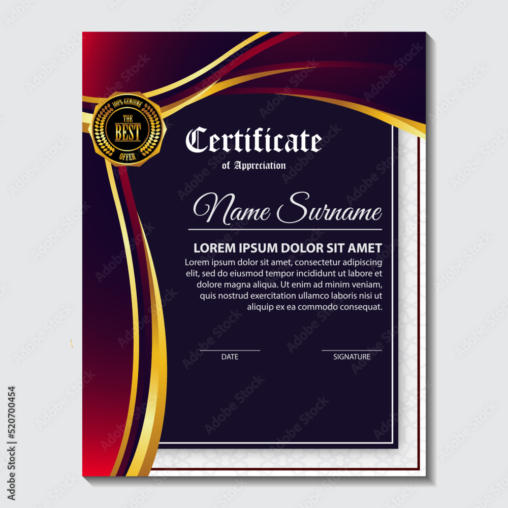 Modern Design Certificate layout concept. Simple elegant and luxurious ...