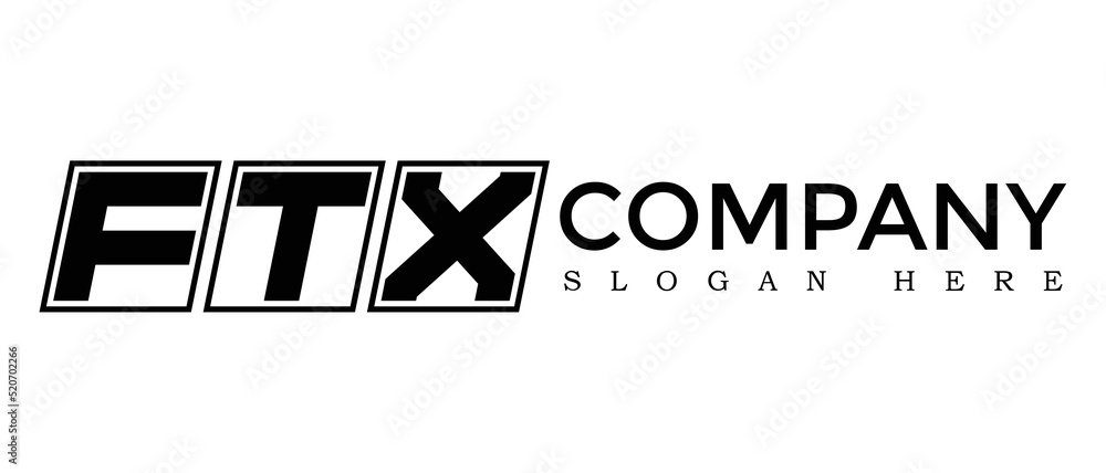FTX three Letter Rounded rectangle boxes shape element symbol digital ...