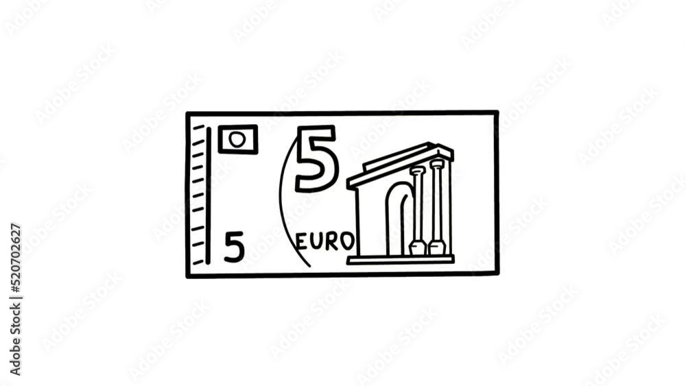 Five euro banknote Sketch and 2d animated Stock Video | Adobe Stock