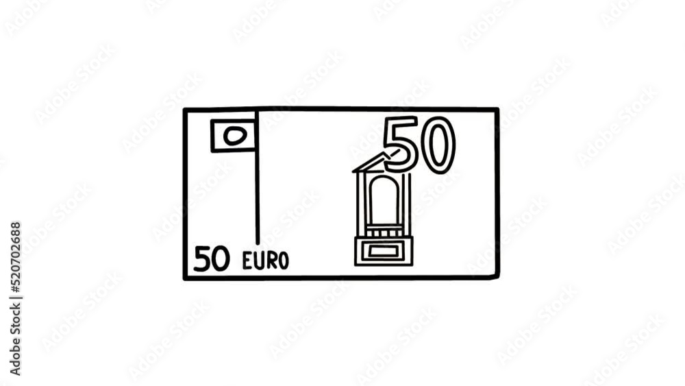 fifty euro banknote Sketch and 2d animated Stock Video | Adobe Stock