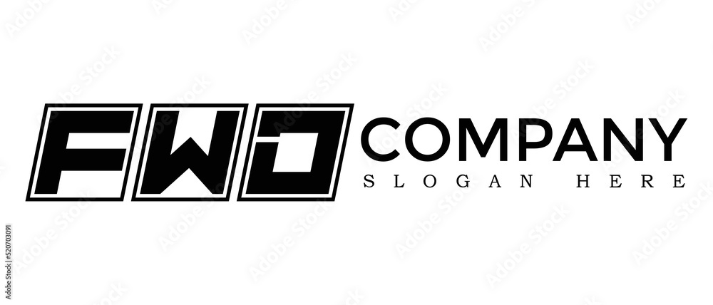 FWD three Letter Rounded rectangle boxes shape element symbol digital ...