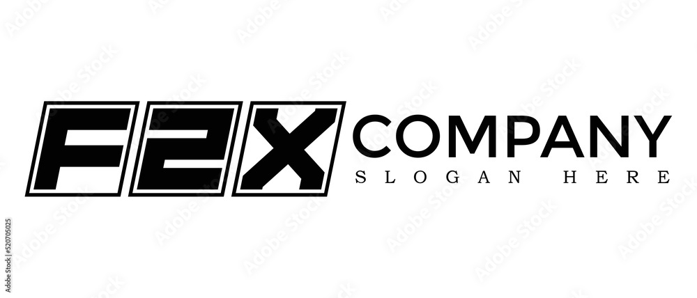 FZX three Letter Rounded rectangle boxes shape element symbol digital ...