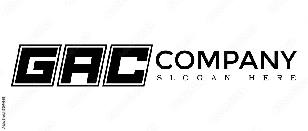 GAC three Letter Rounded rectangle boxes shape element symbol digital ...