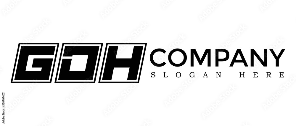GDH three Letter Rounded rectangle boxes shape element symbol digital ...