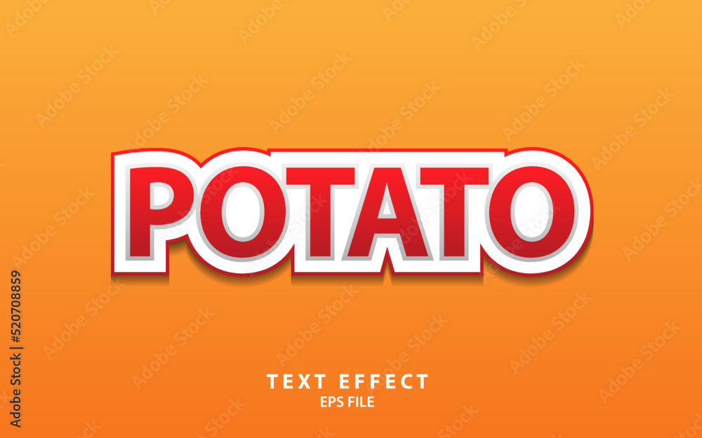 Potato text effect template with cartoon style and bold font concept ...