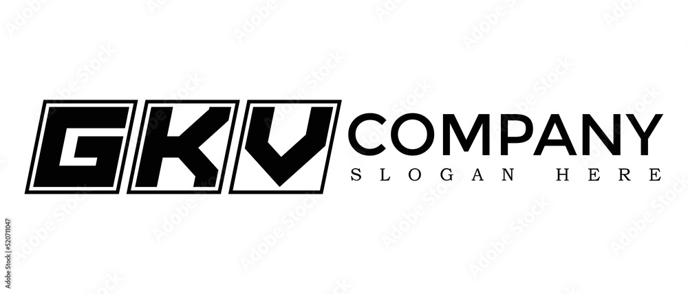 GKV three Letter Rounded rectangle boxes shape element symbol digital ...