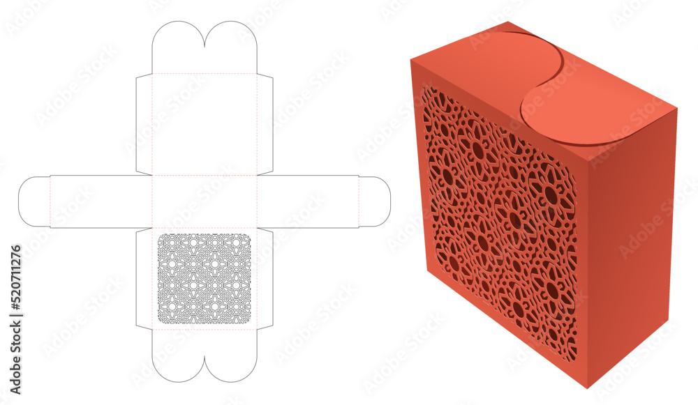 stenciled box die cut template and 3D mockup Stock Vector | Adobe Stock