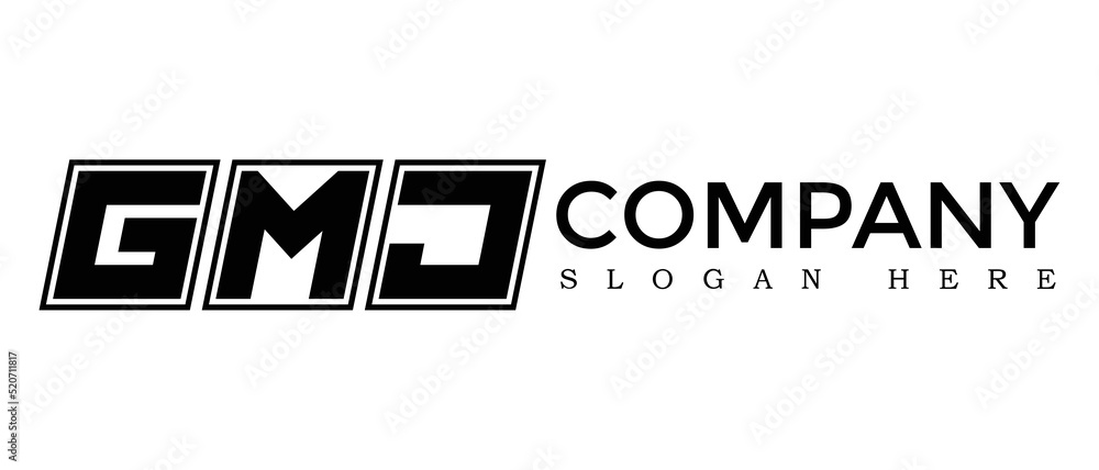 GMJ three Letter Rounded rectangle boxes shape element symbol digital ...