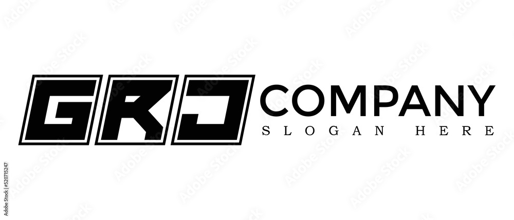 GRJ three Letter Rounded rectangle boxes shape element symbol digital ...