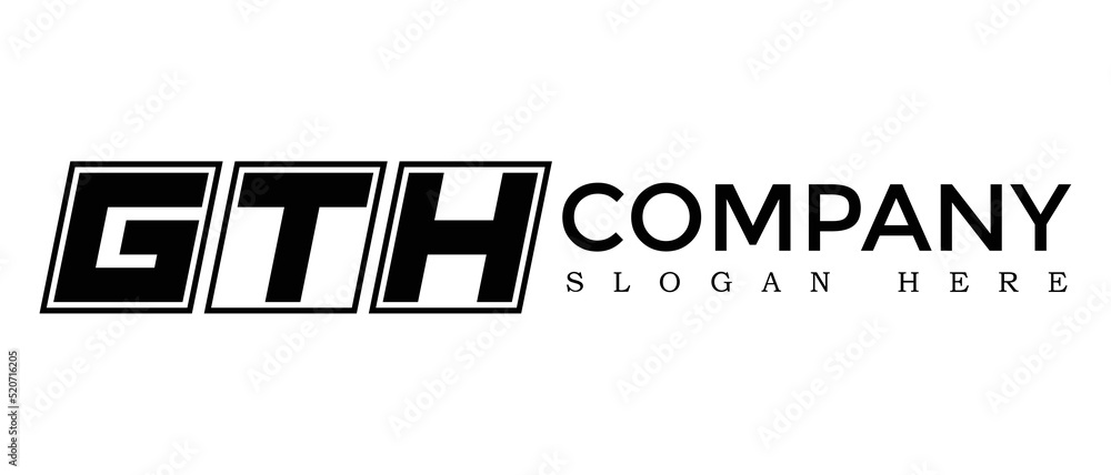 GTH three Letter Rounded rectangle boxes shape element symbol digital ...