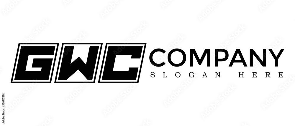 GWC three Letter Rounded rectangle boxes shape element symbol digital ...