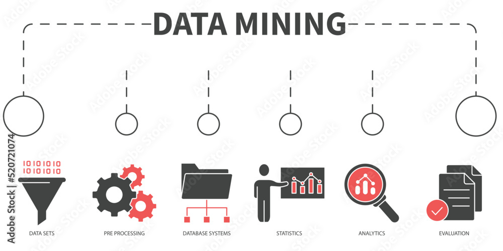 Data mining is the process Vector Illustration concept. Banner with ...