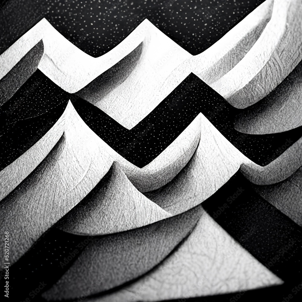 Modern abstract dynamic shapes black and white background with grainy ...