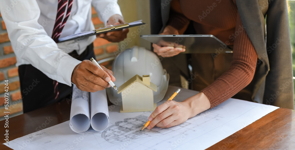 Engineer meeting for architectural project or architecture discussing ...