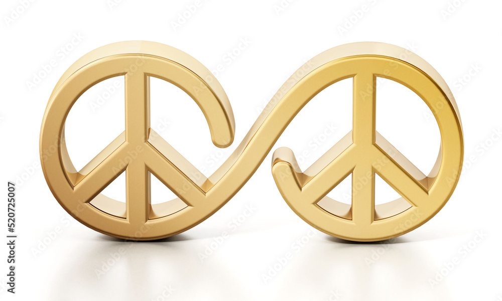 Peace symbols form infinity symbol together. 3d illustration Stock ...