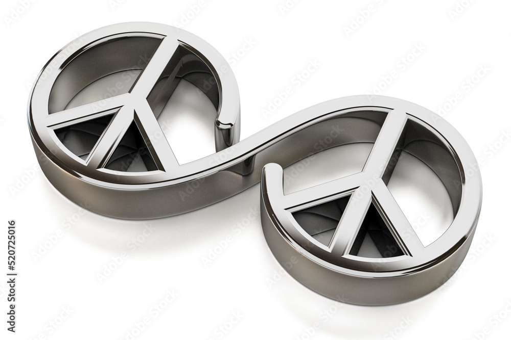 Peace symbols form infinity symbol together. 3d illustration Stock ...