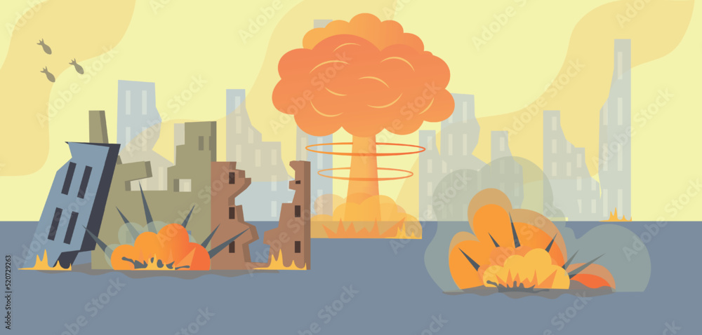 The danger of a nuclear explosion. Vector illustration of nuclear ... The danger of a nuclear explosion. Vector illustration of nuclear ...