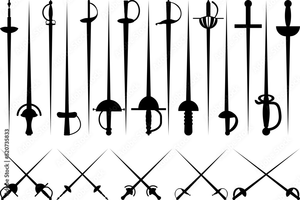 Fencing Sword SVG Cut Files, Sword Silhouette, Dagger Svg, Knife Svg ...