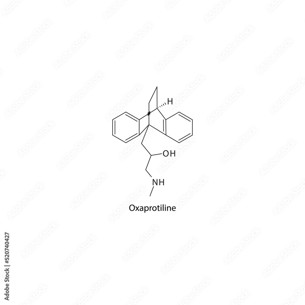 Oxaprotiline molecule flat skeletal structure, TeCA - Tetracyclic ...