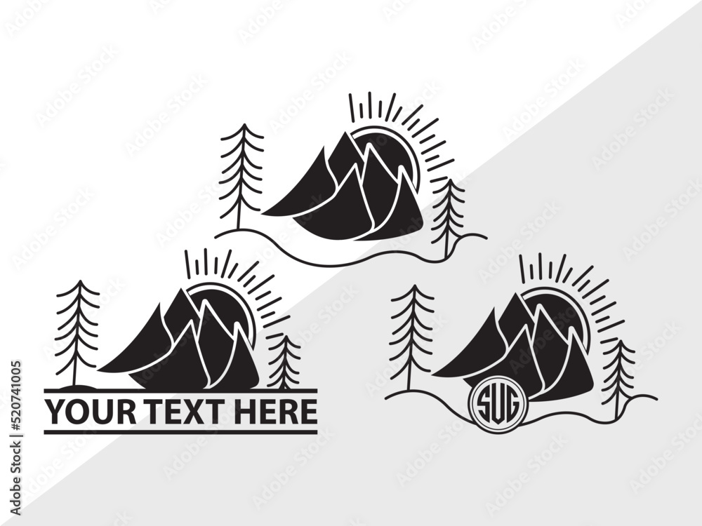 Mountain Monogram SVG | Hiking Svg | Nature Svg | Pine Tree Svg ...