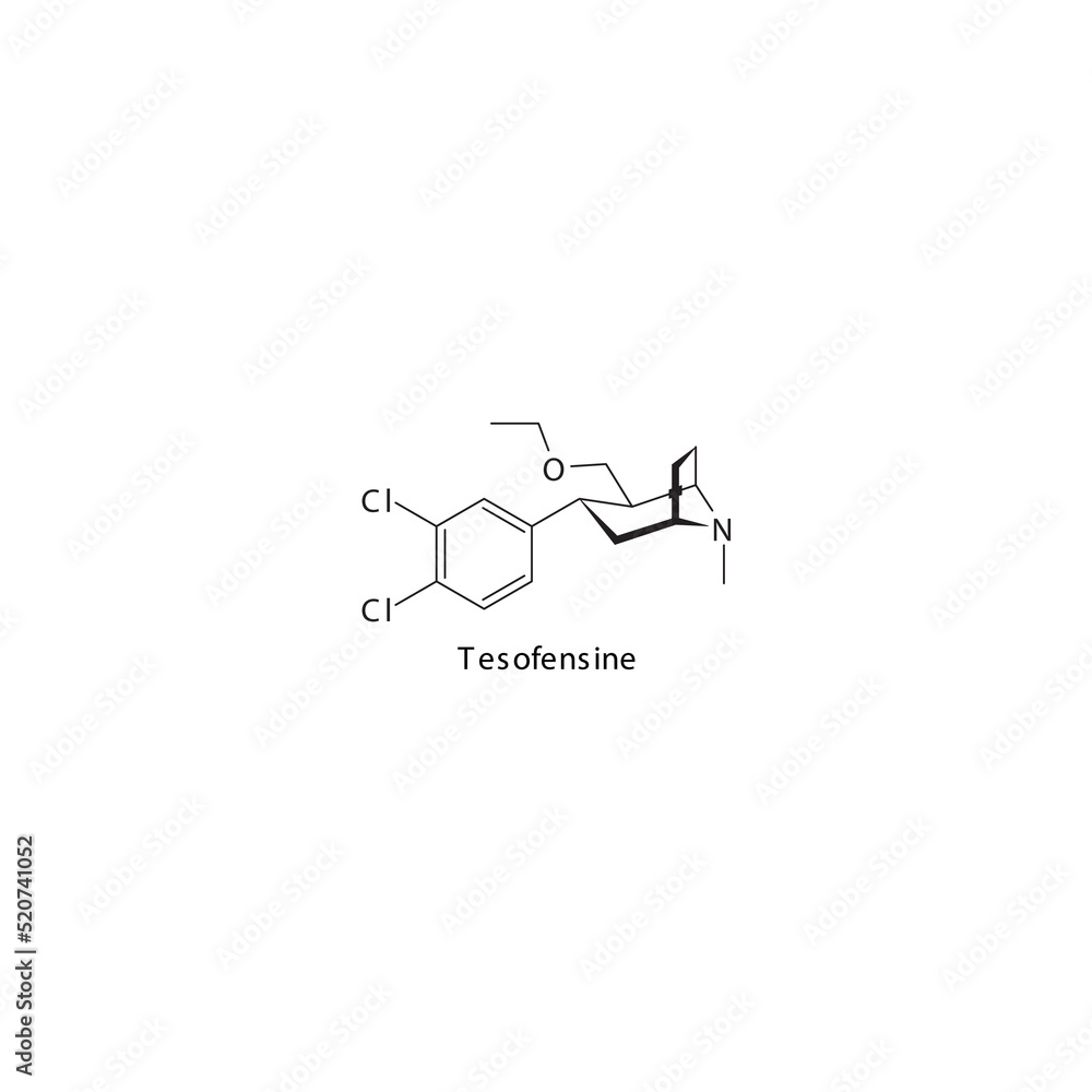 Tesofensine molecule flat skeletal structure, SNDRI - Serotonin ...