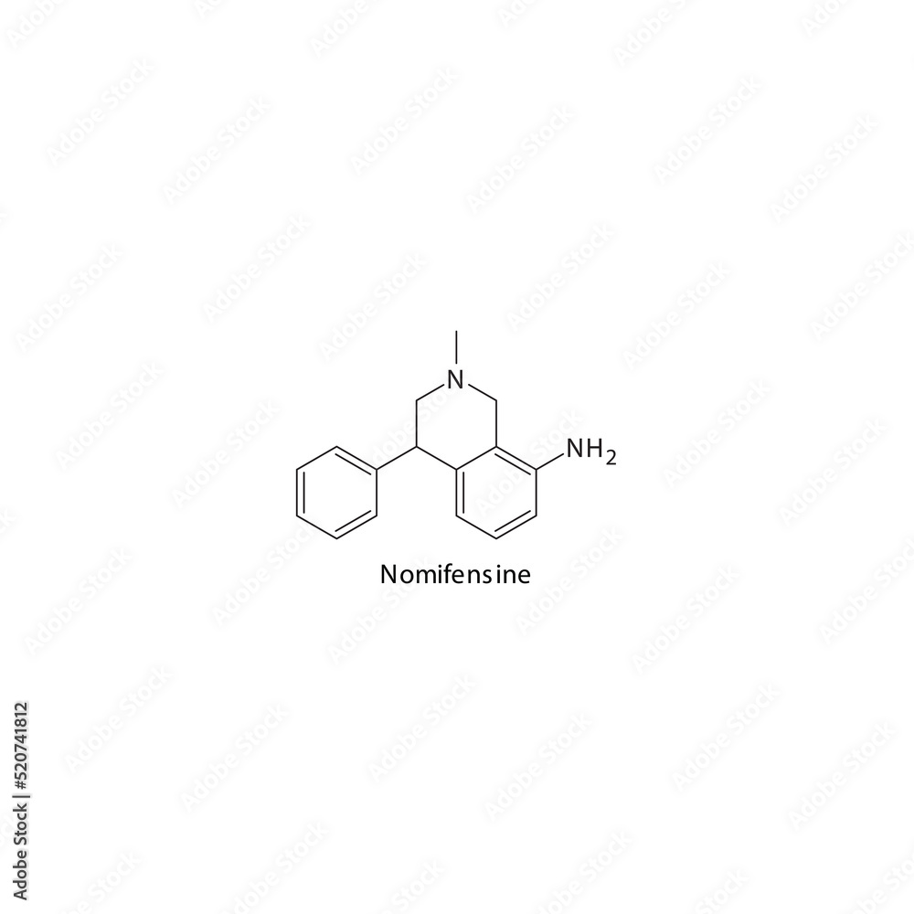 Nomifensine molecule flat skeletal structure, NDRI - norepinephrine ...