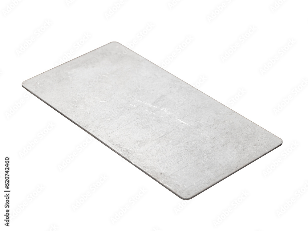 Rectangular metal plate with rounded edges isolated on white background ...