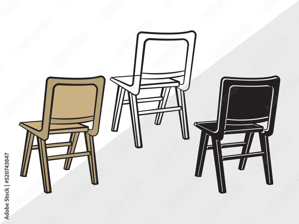 Chairs Clipart SVG Cut File, Desk Chair Svg, Wooden Chair Svg, Dining ...
