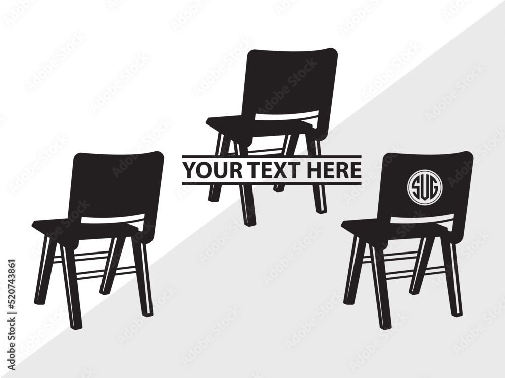 Chairs Monogram SVG Cut File, Desk Chair Svg, Wooden Chair Svg, Dining ...