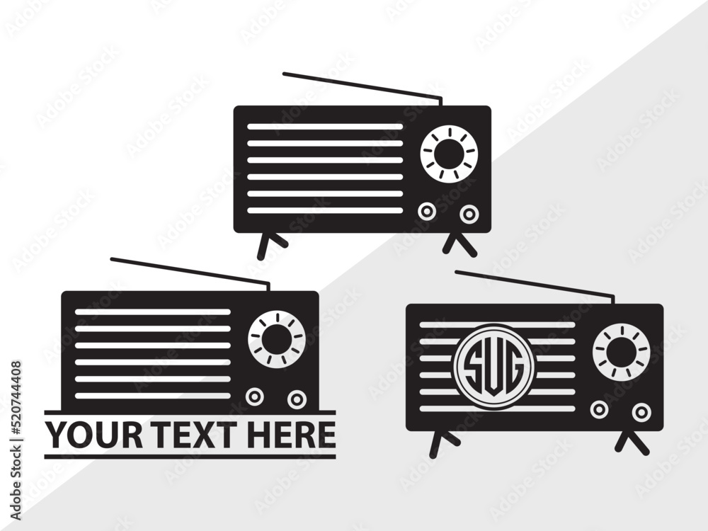Vetor do Stock: Radio Boombox Monogram SVG | Radio Svg | Boombox Svg ...