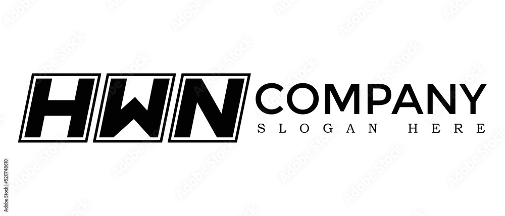 HWN three Letter Rounded rectangle boxes shape element symbol digital ...