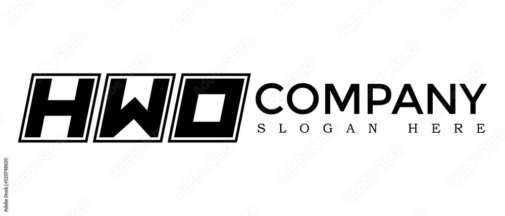 HWO three Letter Rounded rectangle boxes shape element symbol digital ...