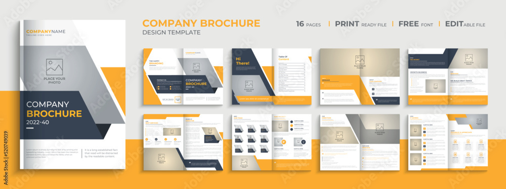 16 Page company profile brochure template with minimalist corporate ...