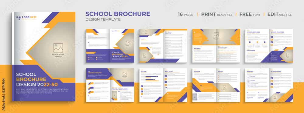 Education school brochure design with kids academy 16 Page brochure ...