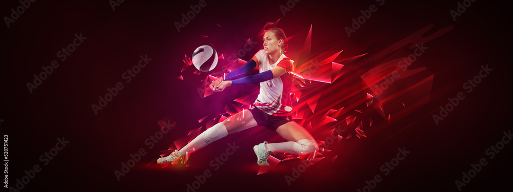 Collage with image of female volleyball player playing volleyball ...