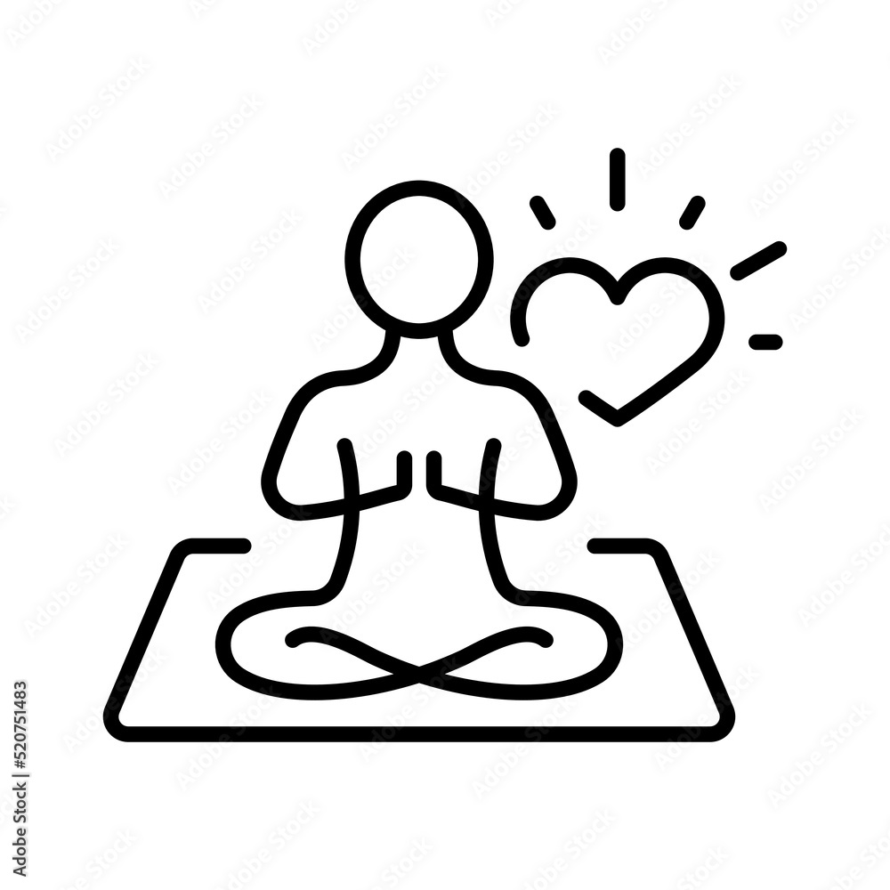Mantra Yoga Line Icon. Meditate Relax Linear Pictogram. Spiritual ...