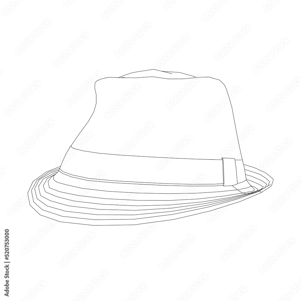 Outline of a summer hat from black lines isolated on a white background ...