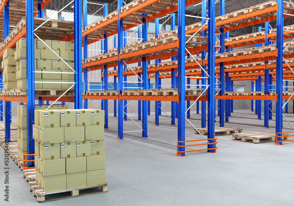 Warehouse storage. Storage area of large supermarket. Warehouse storage ...